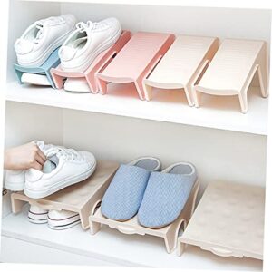 USHOBE 4pcs Double Layer Shoe Tray Sneaker Holder Clear Shoe Rack Shoe Rack Organizer Sneakers Holder Shoe Rack Holder Shoes Slots Rack Shoes Rack Shoes Shelf Storage Blue Pp Bracket