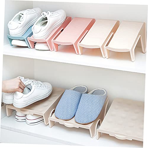 USHOBE 4pcs Double Layer Shoe Tray Sneaker Holder Clear Shoe Rack Shoe Rack Organizer Sneakers Holder Shoe Rack Holder Shoes Slots Rack Shoes Rack Shoes Shelf Storage Blue Pp Bracket