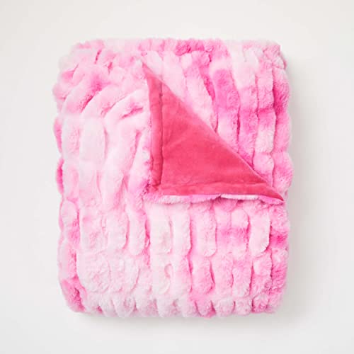 Dormify Faux Fur Throw Blanket | 50" x 60" | Hot Pink | Reversible Dual Sides | Supersoft Accent & Decor | Dorm or Bedroom Essential