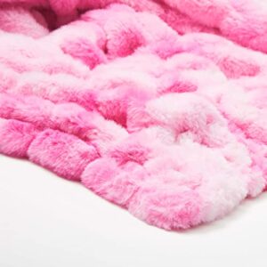 Dormify Faux Fur Throw Blanket | 50" x 60" | Hot Pink | Reversible Dual Sides | Supersoft Accent & Decor | Dorm or Bedroom Essential