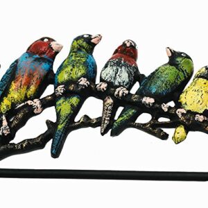 Sungmor 12 Inch Cast Iron Pipe Towel Bar Wall Mounted Hanging Rack with 7 Multi- Color Birds - Unique Design Rustic Style Bathroom Towel Hanger - Ideal for Home Farmhouse Villa