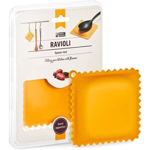 ravioli-shaped spoon rest | spoon rest for kitchen counter | cool kitchen gadgets & cute kitchen accessories | from a collection of different pasta-shaped unique kitchen gadgets | by monkey business