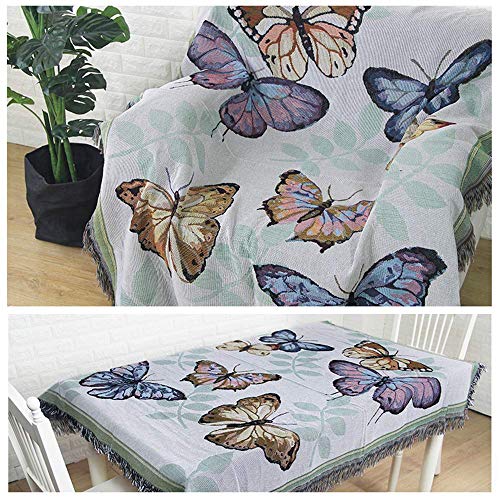 PHNAM Butterfly Throw Blanket with Fringe for Couch Bed Soft Decorative Cozy Woven Knit Warm Bed Throws Reversible for Chair, Sofa, Living Room, Bedroom (51x63 inches) (Butterfly)