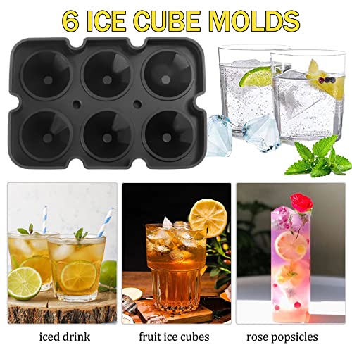 SAWNZC Ice Cube Trays, Diamond Ice Cube Molds Reusable Silicone Flexible 6-Ice Trays Maker with Lid for Chilling Whiskey Cocktails, Easy Release Stackable Ice Trays with Covers(Update Version)