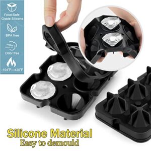 SAWNZC Ice Cube Trays, Diamond Ice Cube Molds Reusable Silicone Flexible 6-Ice Trays Maker with Lid for Chilling Whiskey Cocktails, Easy Release Stackable Ice Trays with Covers(Update Version)