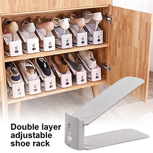 NULYUNZE Double Layer Shoe Slot Organizer - Flexible Built-in Design Shoe Storage Rack - Double Layer Shoe Rack Organizer Holder Dustproof