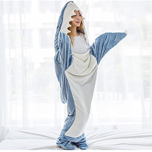 Shark Onesie Blanket, Shark Blanket Super Soft Cozy Flannel Hoodie, Shark Hoodie Blanket, Shark Wearable Blanket Adult (74.8 x 35.4 inch)