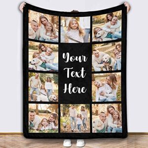 d-story custom blanket with text picture collage customized blankets, birthday personalized throw blanket for father, mom, kids, dogs, friends or lover (10 photos) made in usa