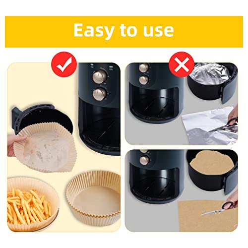 WXHHH Air Fryer Disposable Paper Liner, 100Pcs-6 inch Liners for Air Fryer, Non-stick Disposable Air Fryer Liners, Water-proof, Filter Paper for Air Fryers Basket, Microwave Oven, Frying Pan