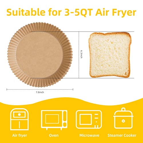 WXHHH Air Fryer Disposable Paper Liner, 100Pcs-6 inch Liners for Air Fryer, Non-stick Disposable Air Fryer Liners, Water-proof, Filter Paper for Air Fryers Basket, Microwave Oven, Frying Pan