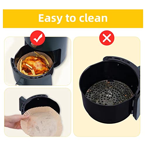 WXHHH Air Fryer Disposable Paper Liner, 100Pcs-6 inch Liners for Air Fryer, Non-stick Disposable Air Fryer Liners, Water-proof, Filter Paper for Air Fryers Basket, Microwave Oven, Frying Pan