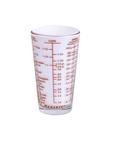 kolder mix n measure glass, multi-purpose liquid and dry measuring cup, 6 units of measurement, heavy glass, red