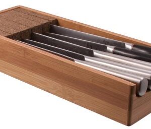 Knifedock - In-drawer Kitchen Knife Storage - The Cork Composite Material Never Dulls Your Blades. Great Gift for Any Chef! Enables you to Easily Store and Identify Your Knives At a Glance.