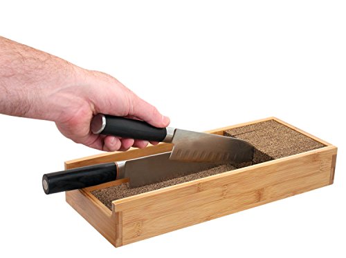 Knifedock - In-drawer Kitchen Knife Storage - The Cork Composite Material Never Dulls Your Blades. Great Gift for Any Chef! Enables you to Easily Store and Identify Your Knives At a Glance.