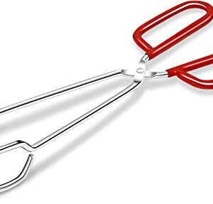 Stainless Steel Kitchen Tongs Hiash Heavy Duty Cooking Tongs Good Grips 10-Inch Scissors Tongs with Comfortable Red Handle for Cooking Barbecue