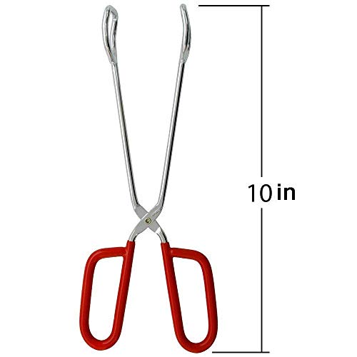 Stainless Steel Kitchen Tongs Hiash Heavy Duty Cooking Tongs Good Grips 10-Inch Scissors Tongs with Comfortable Red Handle for Cooking Barbecue