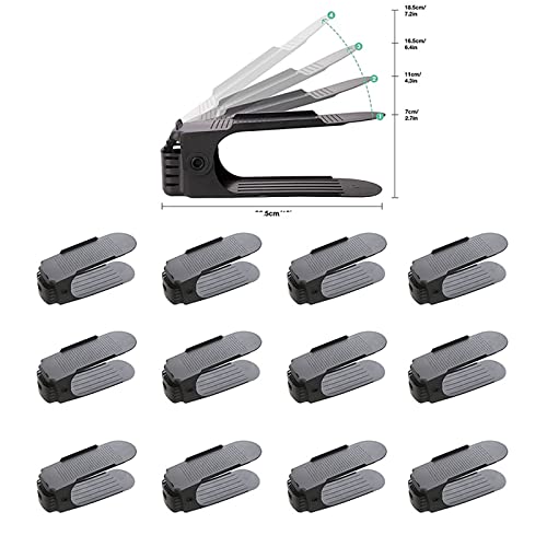 Haokaini Shoe Slots Space Saver 20 Pack Adjustable Double Deck Shoe Stacker Shoe Slots Organizer Deck Shoe Rack Holder for Shoes Storage Closet Organization