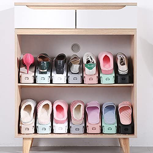 Haokaini Shoe Slots Space Saver 20 Pack Adjustable Double Deck Shoe Stacker Shoe Slots Organizer Deck Shoe Rack Holder for Shoes Storage Closet Organization