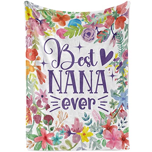 InnoBeta Nana Throw Blanket - Best Nana Ever Flowers - Nana Gifts Flannel Blankets on Mother's Day, Christmas, Birthday, Thanksgiving - 50" x 65"