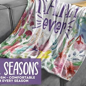 InnoBeta Nana Throw Blanket - Best Nana Ever Flowers - Nana Gifts Flannel Blankets on Mother's Day, Christmas, Birthday, Thanksgiving - 50" x 65"