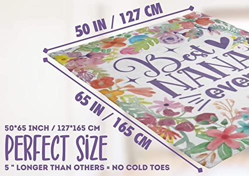 InnoBeta Nana Throw Blanket - Best Nana Ever Flowers - Nana Gifts Flannel Blankets on Mother's Day, Christmas, Birthday, Thanksgiving - 50" x 65"