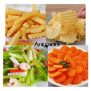 Antrader Stainless Steel Potato Carrot Chip Vegetable Crinkle Wavy Chopper Cutter French Fry Slicer 1 Pack/Set, Green