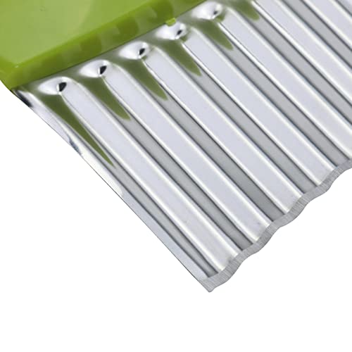 Antrader Stainless Steel Potato Carrot Chip Vegetable Crinkle Wavy Chopper Cutter French Fry Slicer 1 Pack/Set, Green