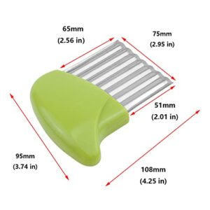 Antrader Stainless Steel Potato Carrot Chip Vegetable Crinkle Wavy Chopper Cutter French Fry Slicer 1 Pack/Set, Green