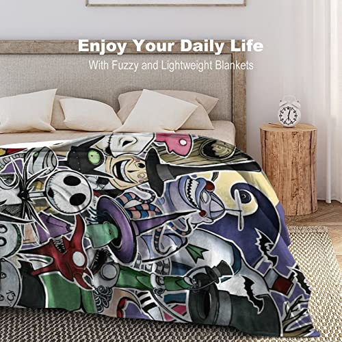 Christmas Blanket Super Soft Jack Skellington & Sally Throw Blankets for Couch Sofa Beding Kids Adults Gifts 50"X60"