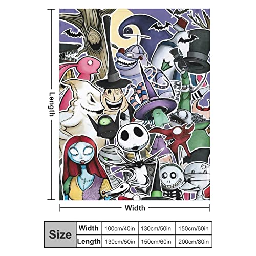 Christmas Blanket Super Soft Jack Skellington & Sally Throw Blankets for Couch Sofa Beding Kids Adults Gifts 50"X60"