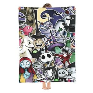 Christmas Blanket Super Soft Jack Skellington & Sally Throw Blankets for Couch Sofa Beding Kids Adults Gifts 50"X60"