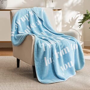 Bedsure Get Well Soon Gifts for Women - After Surgery Blanket with Inspirational Words Sympathy Gift for Men Hug Soft Fleece Healing Blanket Blue 50x60 Inch