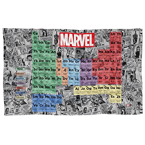 LOGOVISION Marvel Avengers Blanket, 36"x58", Marvel Periodic Table, Fleece Blanket