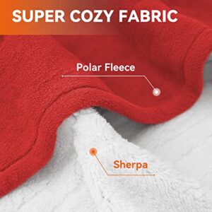 Warm Storm Electric Throw Blanket - 50x60 Inch Soft Red Polar Fleece Sherpa Reversible Heated Blanket with 5 Heat Settings 4 Hours Auto Off, Machine Washable for Couch Home Office