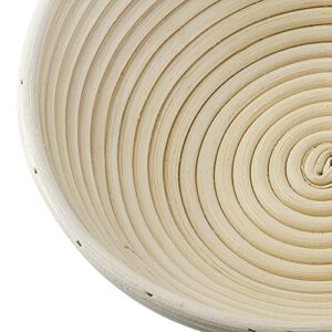 M JINGMEI Banneton Proofing Basket 9" Round Banneton Brotform for Bread and Dough [FREE BRUSH] Proofing Rising Rattan Bowl(1.5 Pounds of Dough) + FREE LINER + BREAD LAME