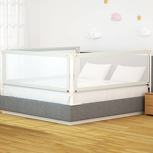 HORZPIL Bed Rails for Toddlers -New Upgraded 0 Gap Bed Guardrail for Kids Great Fit for Twin, Double, Full-Size Queen & King Mattress (74.7inch (1 Side))