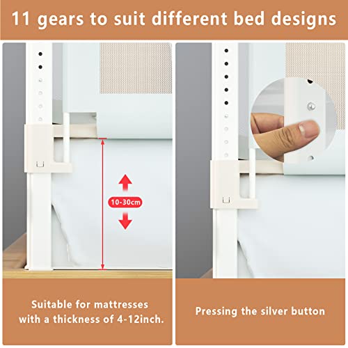 HORZPIL Bed Rails for Toddlers -New Upgraded 0 Gap Bed Guardrail for Kids Great Fit for Twin, Double, Full-Size Queen & King Mattress (74.7inch (1 Side))