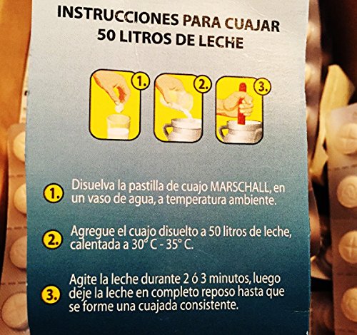 10 Tabletas de cuajo Marschall 50 para hacer queso rennet tablets sheese