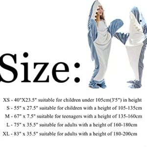 Shark Blanket Hoodie,Shark Sleeping Bag,Wearable Blanket Hoodie Super Soft Cozy Flannel for Adult Women Men Shark Gift (L, 75"x35.5")