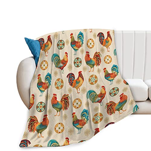 Chicken Blanket for Adults Rooster Throw Blanket Ultra Soft Cozy Fleece Farm Animals Bedding Blanket for Kids Couch Sofa Farmhouse Lover Gifts 50"x40"