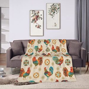 Chicken Blanket for Adults Rooster Throw Blanket Ultra Soft Cozy Fleece Farm Animals Bedding Blanket for Kids Couch Sofa Farmhouse Lover Gifts 50"x40"