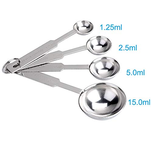 4Pcs Measuring Spoons Set, Premium Stainless Steel Metal Spoon Set, Tablespoon and Teaspoon, for Accurate Measure Liquid or Dry Ingredients, for Cooking Baking, Dishwasher Safety