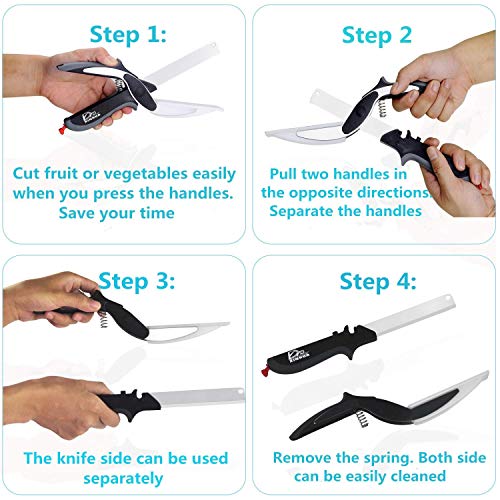 YD YD XINHUA Kitchen Food Cutter Chopper Clever Kitchen Knife with Cutting Board, Clever Multipurpose Food Scissors Stainless Steel Vegetable Slicer Fruit Cutter Quick & Easy to Cut BBQ Tools