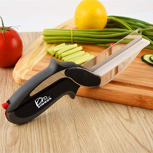 YD YD XINHUA Kitchen Food Cutter Chopper Clever Kitchen Knife with Cutting Board, Clever Multipurpose Food Scissors Stainless Steel Vegetable Slicer Fruit Cutter Quick & Easy to Cut BBQ Tools