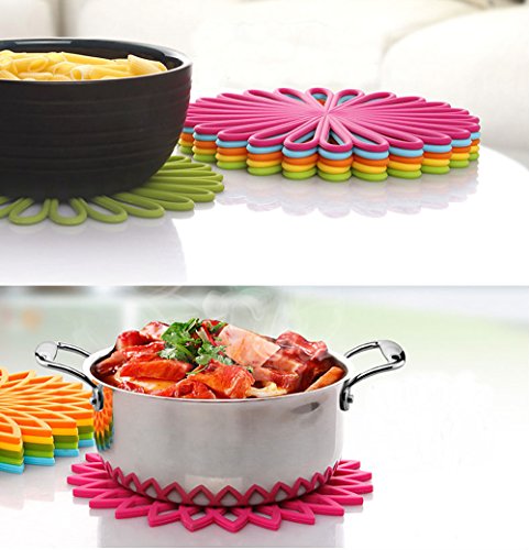 ME.FAN Silicone Trivet - Trivet Mat - Kitchen Hot Pads for Pots/Hot Dish Insulated Teapot Trivet Flexible Durable Non Slip Large Coasters 3 Set Yellow, Diameter: 7.87"