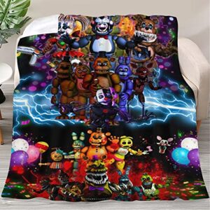 GIMCJOK Best Five Horror Nights Video at Game Freddy's Throw Blanket, Plush Microfiber Halloween Blankets and Throws for Bed, Large Air Condition Blanket 40"x50"