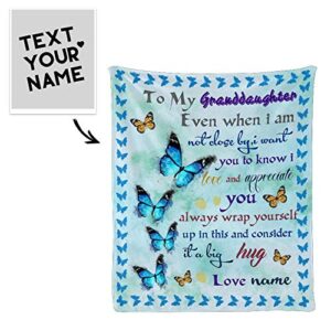 CUXWEOT Custom Blanket with Name Personalized to My Granddaughter Soft Fleece Throw Blanket for Gifts (50 X 60 inches)