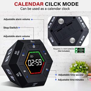 Hexagon Flip Pomodoro Timer,Smart Countdown Visual Timer for Kids,Magnetic Productivity Timer ADHD Tools for Kids and Adults,Large Display Digital Kitchen Timer for Cooking(Black)