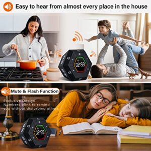 Hexagon Flip Pomodoro Timer,Smart Countdown Visual Timer for Kids,Magnetic Productivity Timer ADHD Tools for Kids and Adults,Large Display Digital Kitchen Timer for Cooking(Black)