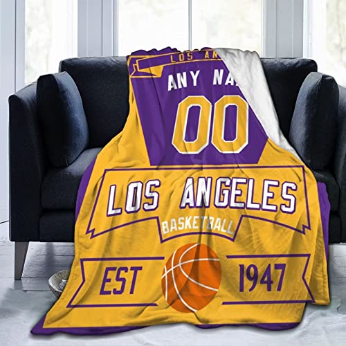 Custom Basketball Throw Blankets Personalized Ultra-Soft Micro Fleece Blankets with Name Numbers for Fans Gifts